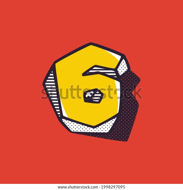 Retro 3d Number Six Logo Polka Stock Vector (Royalty Free) 1998297095 ...