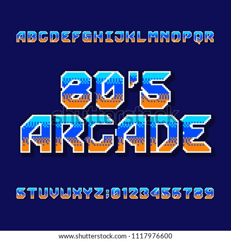 Retro 80 S Computer Game Alphabet Font 스톡 벡터(사용료 없음) 1117976600 ...