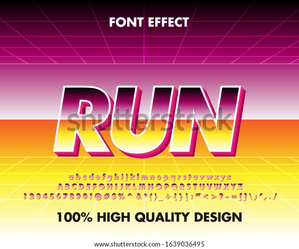 Retro 80s Font Effect Purple Yellow Stock Vector (Royalty Free) 1639036495