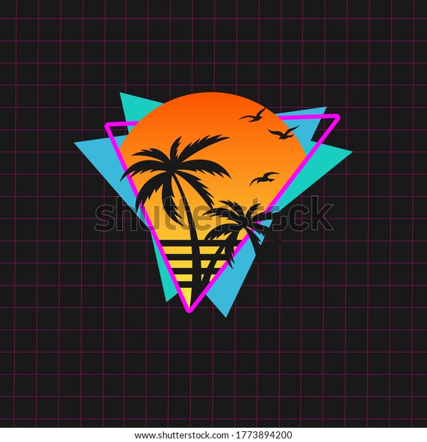 Retro 80s Vector Illustration Tshirt Palms Stock Vector (Royalty Free ...