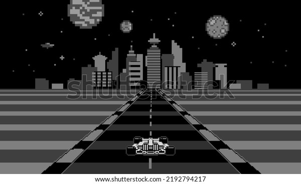 Retro 8bit Race Arcade Pixel Game: เวกเตอร์สต็อก (ปลอดค่าลิขสิทธิ์ ...