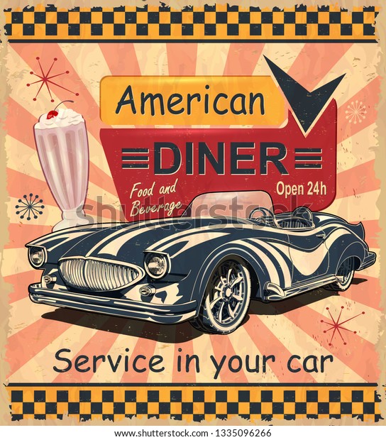 Vetor stock de Retro American Diner Poster (livre de direitos) 1335096266