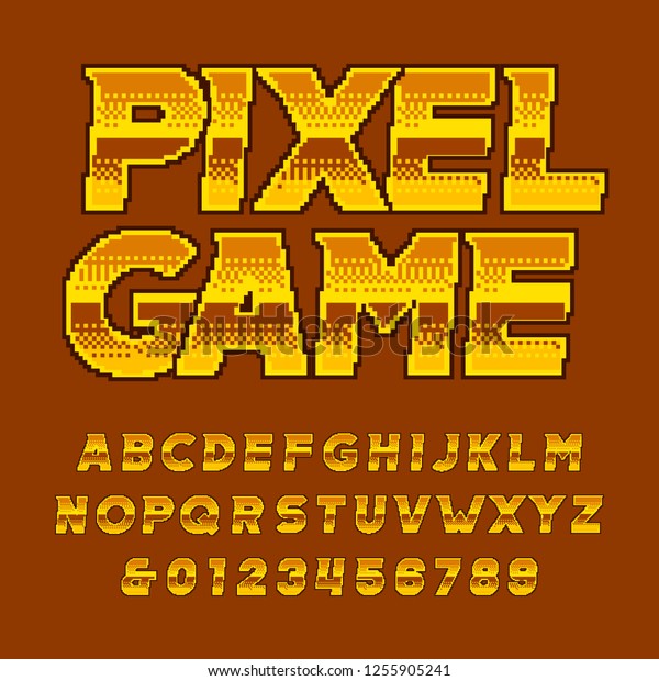 Retro Arcade Alphabet Font Pixel Golden Stock Vector (Royalty Free ...