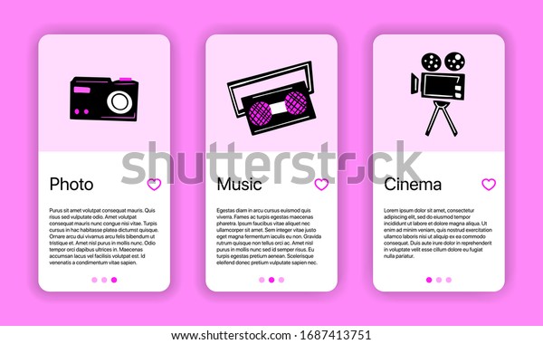 Retro Art Mobile App Screens Template Stock Vector (Royalty Free ...
