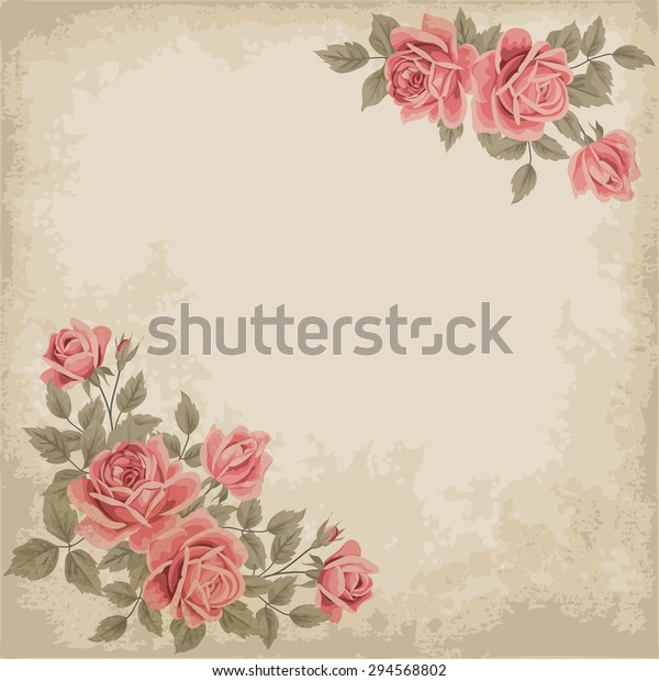 Retro Background Colorful Roses Old Paper Stock Vector (Royalty Free ...