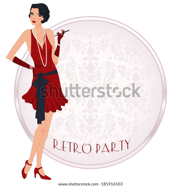 Retro Background Flapper Girl Retro Party Stock Vector (Royalty Free ...