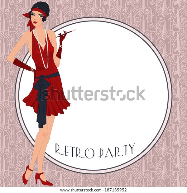 Retro Background Flapper Girl Retro Party Stock Vector (Royalty Free ...