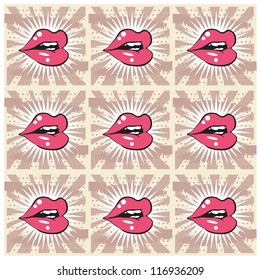 Retro Background Seamless Lips Print Background Stock Vector (Royalty ...