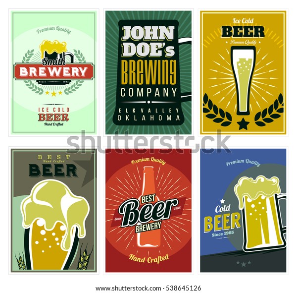 Retro Beer Brewery Posters Flyers Set Stock Vector (Royalty Free) 538645126