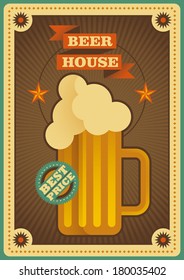Retro Beer House Poster Vector Illustration Stock Vector (Royalty Free ...