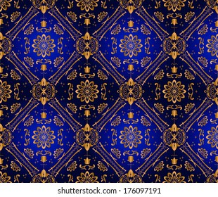 Retro Blue Wallpaper Seamless Vector Illustration Stock Vector (Royalty ...