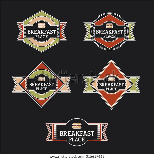 Retro Breakfast Place Labels Badges Stock Vector (Royalty Free) 315617663