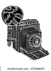 Retro Camera Stylized Camera Line Art Stock Vector (Royalty Free ...