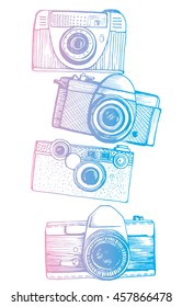 Retro Cameras Set Collection Line Art Stock Vector (Royalty Free) 457866478