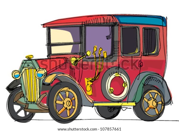 Retro Car Cartoon Stock Vector (Royalty Free) 107857661