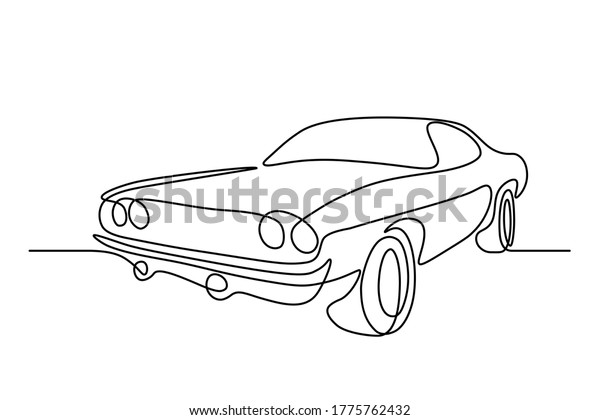 Retro Car Continuous Line Art Drawing Stock Vector (Royalty Free ...