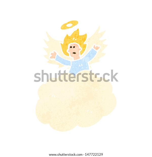 Retro Cartoon Angel On Cloud Stock Vector (Royalty Free) 147722129 ...