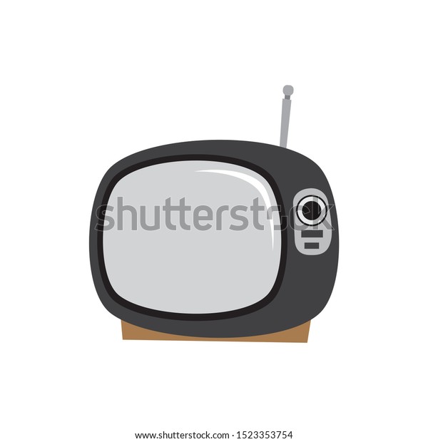 Retro Cartoon Television White Background Vector Stock Vector (Royalty ...