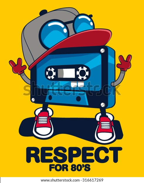 Retro Cassette Character Design Stock Vector (Royalty Free) 316617269 ...