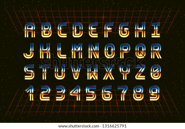 Retro Chrome Font Style 80s Vector Stock Vector (Royalty Free ...
