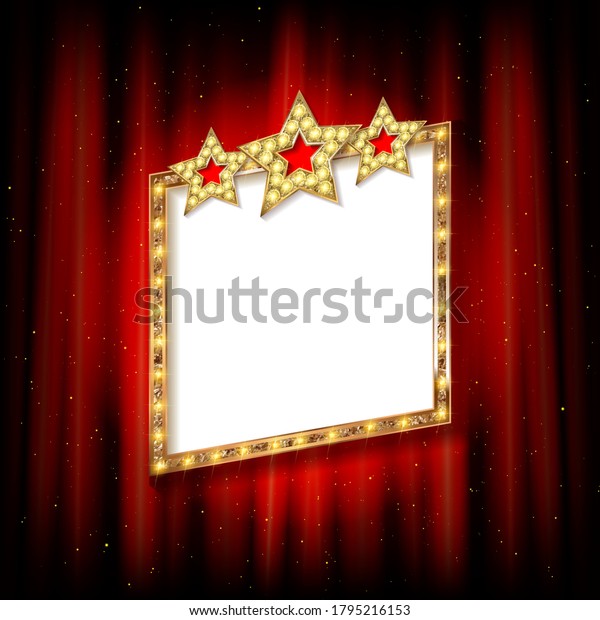 Retro Cinema Theater Frame Illuminated By Stock Vector (Royalty Free ...