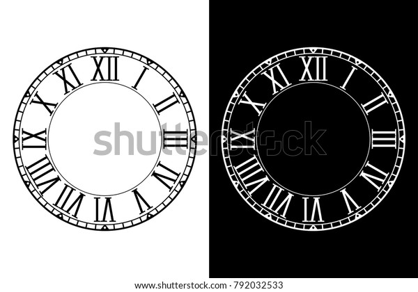 Retro Clock Face Roman Numerals Vector Stock Vector (Royalty Free ...