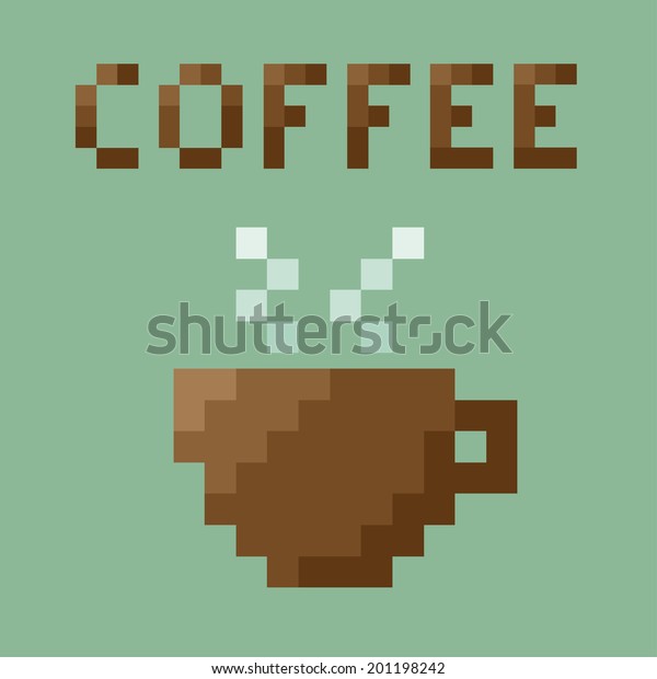 Retro Coffee Cup 8 Bit Pixel: stockvector (rechtenvrij) 201198242 ...