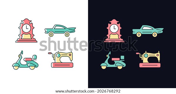 Retro Collectables Light Dark Theme Rgb Stock Vector (Royalty Free ...