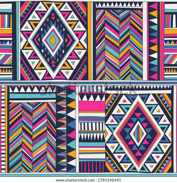 Retro Colored Tribal Vector Seamless Pattern Stock Vector (Royalty Free ...