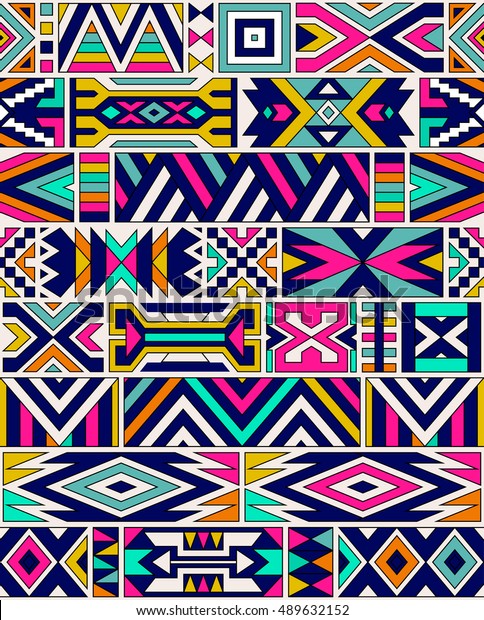 Retro Colors Tribal Vector Seamless Ndebele Stock Vector (Royalty Free ...