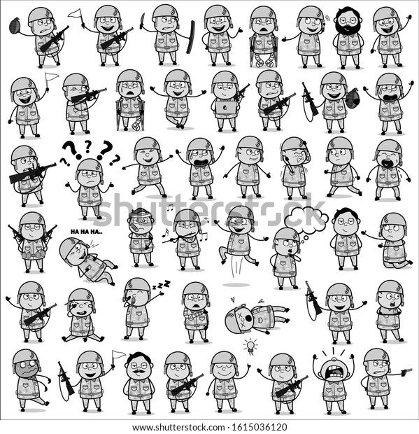 Retro Comic Army Man Poses Set 스톡 벡터(로열티 프리) 1615036120 | Shutterstock
