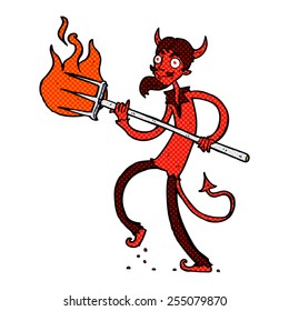 Retro Comic Book Style Cartoon Devil Stock Vector (Royalty Free ...