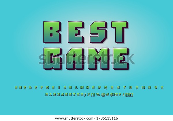Retro Computer Game Alphabet Font 3d Stock Vector (Royalty Free ...