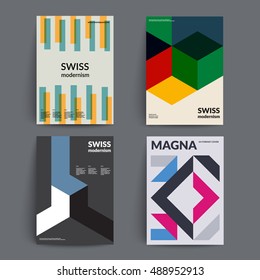 Retro Covers Set Swiss Style Modernism Stock Vector (Royalty Free ...