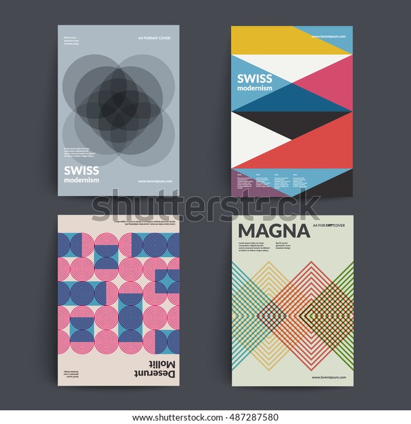 Retro Covers Set Swiss Style Modernism Stock Vector (Royalty Free ...