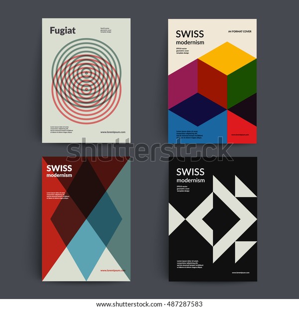 Retro Covers Set Swiss Style Modernism Stock Vector (Royalty Free ...