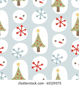 Retro Cute Christmas Trees Seamless Background Stock Vector (Royalty ...