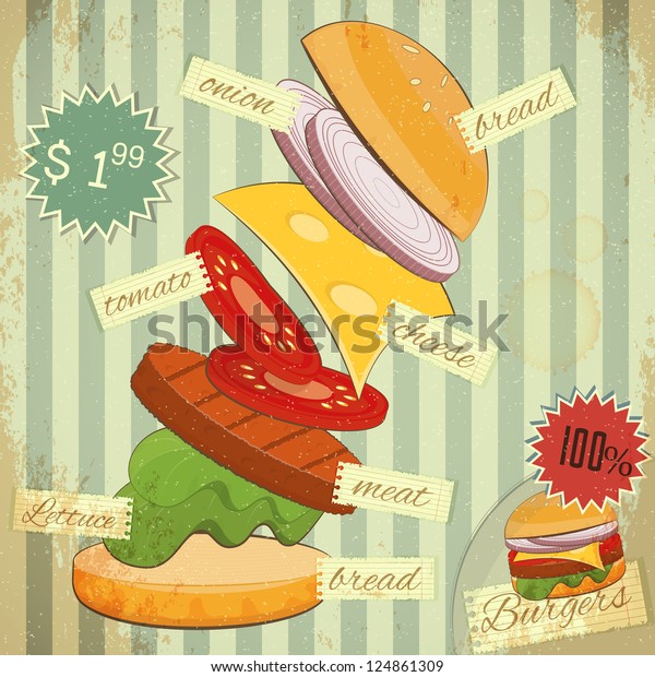 Retro Design Fast Food Menu Big Stock Vector (Royalty Free) 124861309