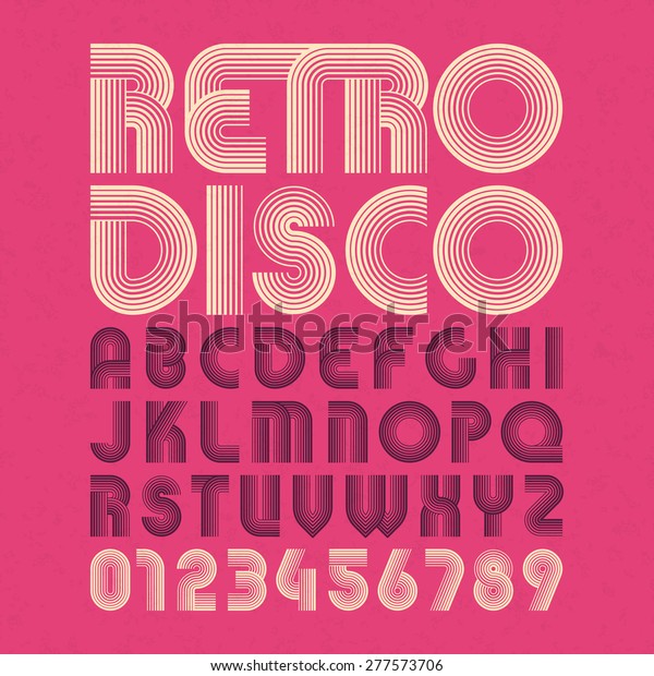Retro Disco Style Alphabet Numbers Vector Stock Vector (Royalty Free ...