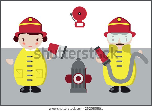 Retro Dolls Firefighter Stock Vector (Royalty Free) 252080851 ...