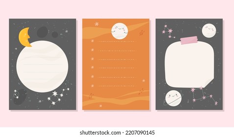 Retro Doodle Space Cards Set Kids Stock Vector (Royalty Free ...
