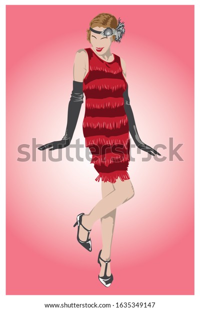 Retro Flapper Girl Pose 1920s Style Stock Vector (Royalty Free ...