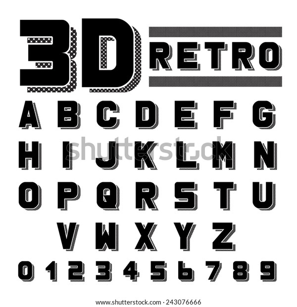 Retro Font 3d Extruded Type Vector Stock Vector (Royalty Free) 243076666