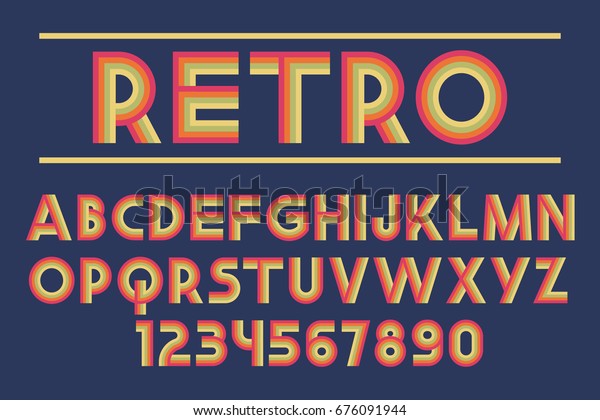 Retro Font Decorative Design Geometric Letters Stock Vector (Royalty ...