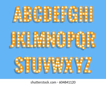Retro Font Light Bulbs Shiny Letters Stock Vector (Royalty Free ...