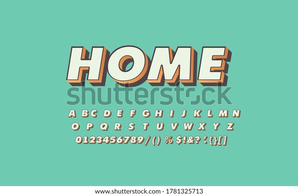Fuente retro con la palabra home. Tipo de letra del guión del vector ...