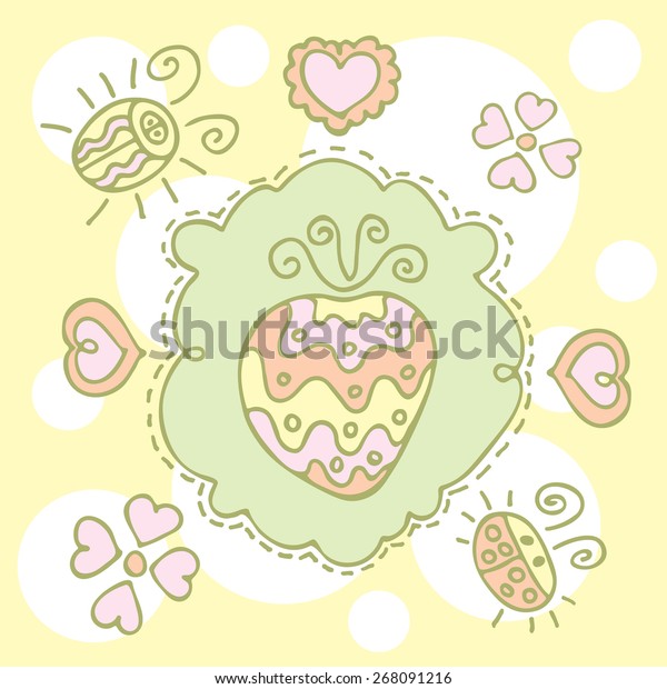 Retro Frame Drawing Strawberry Bugs On: เวกเตอร์สต็อก (ปลอดค่าลิขสิทธิ์ ...