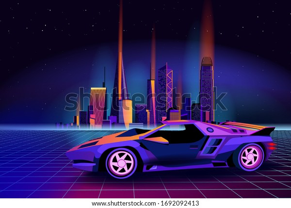 Retro Future 80s Style Scifi Background Stock Vector (Royalty Free ...