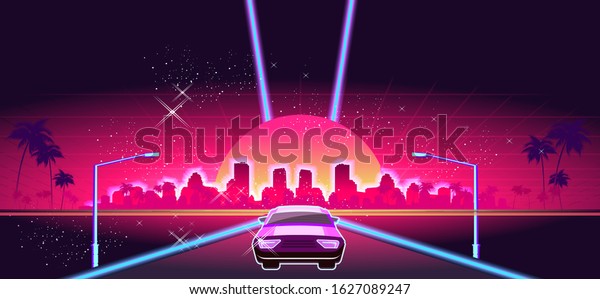 Retro Futuristic Virtual Reality World Fictional: vector de stock ...
