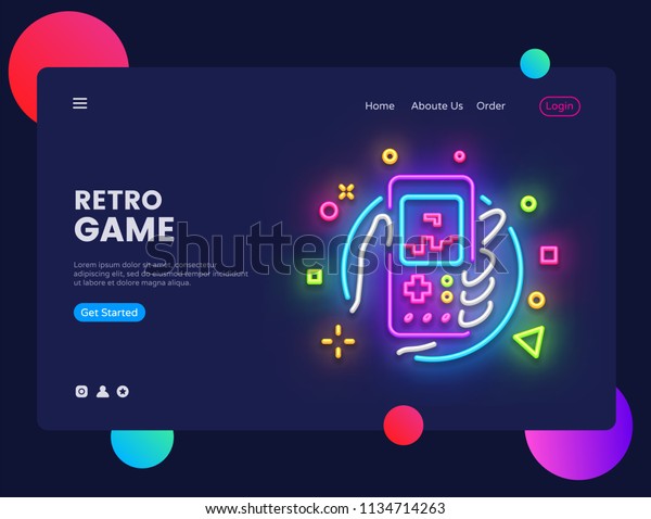 Retro Games Website Concept Banner Vector Stock Vector (Royalty Free ...